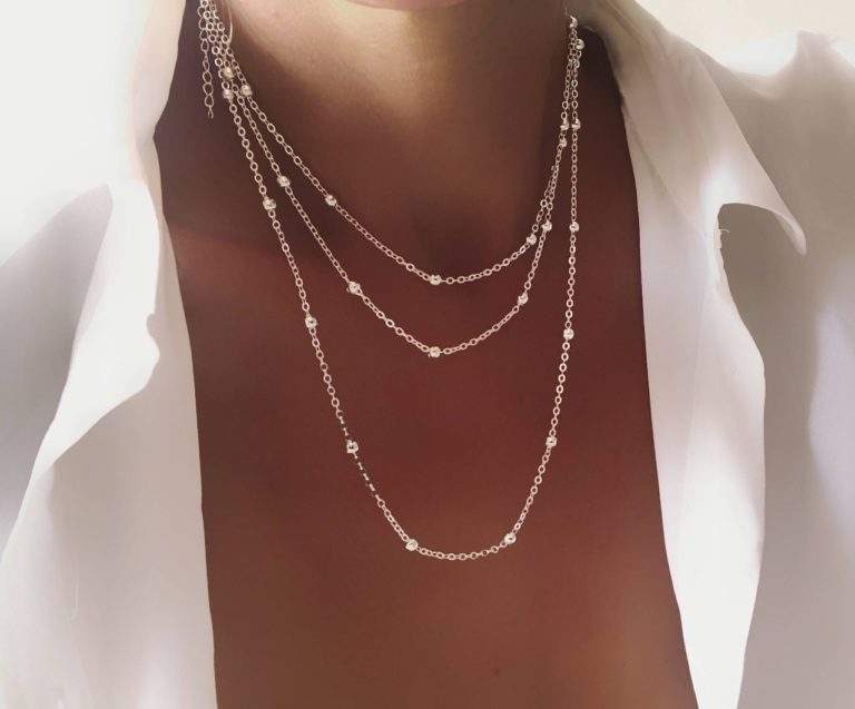 Collier triple chaîne satellite argent – BIJOUX BY JULIE
